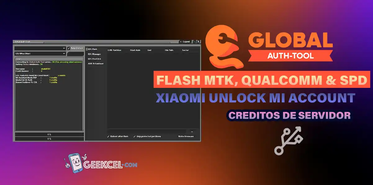 Xiaomi Global Auth Tool Créditos de Servidor